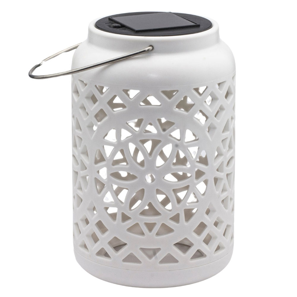 Felinar decorativ solar, LED, pentru exterior, 12x12x18.5cm, alb - eMAG.ro