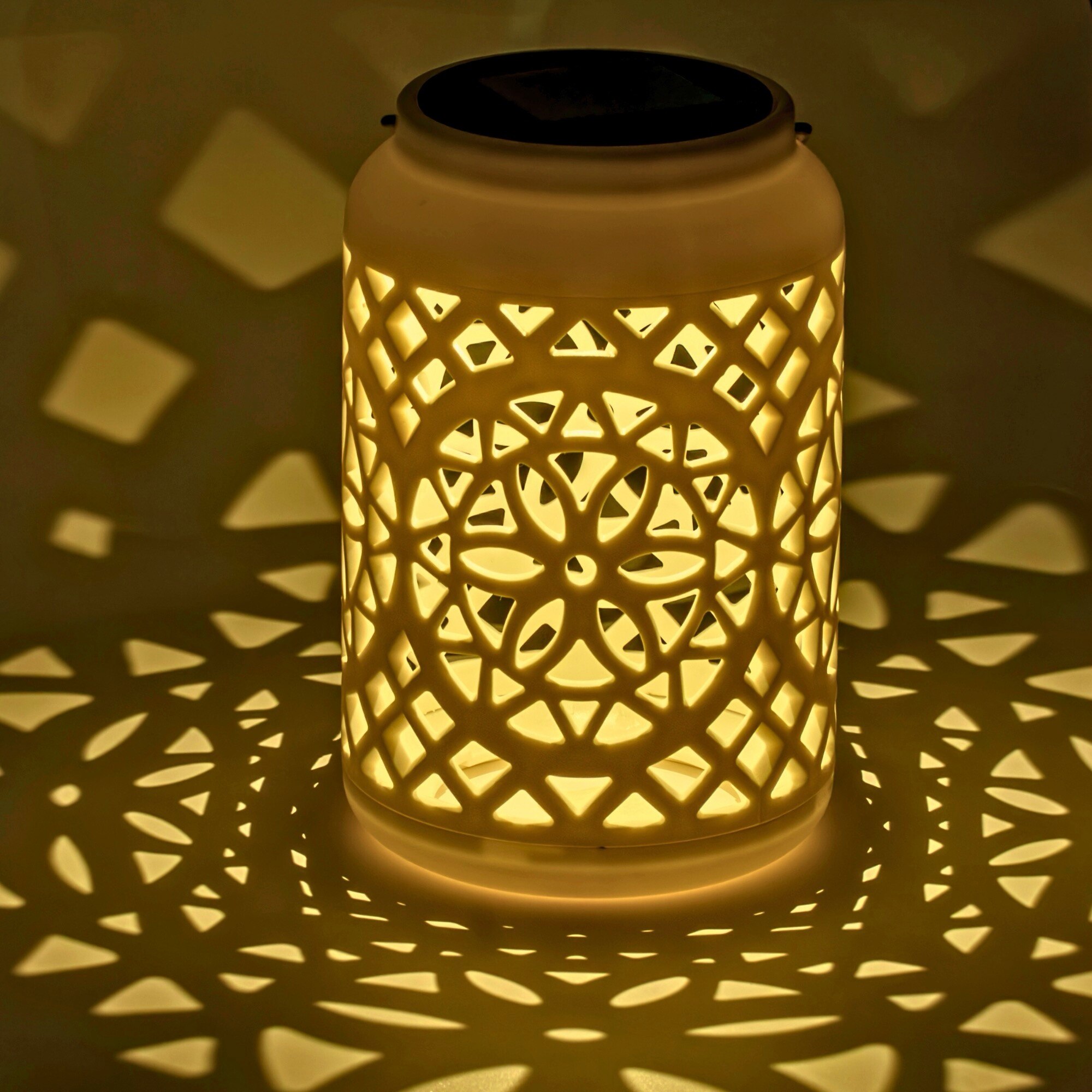 Felinar decorativ solar, LED, pentru exterior, 12x12x18.5cm, alb - eMAG.ro