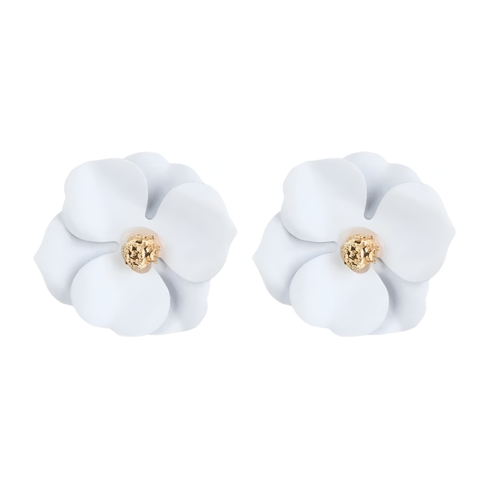 Cercei albi, in forma de floare, tip stud, Denise - eMAG.ro