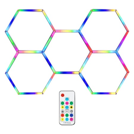 Aplica LED Hexagon HoneyComb RGB digital Smart cu telecomanda si ...