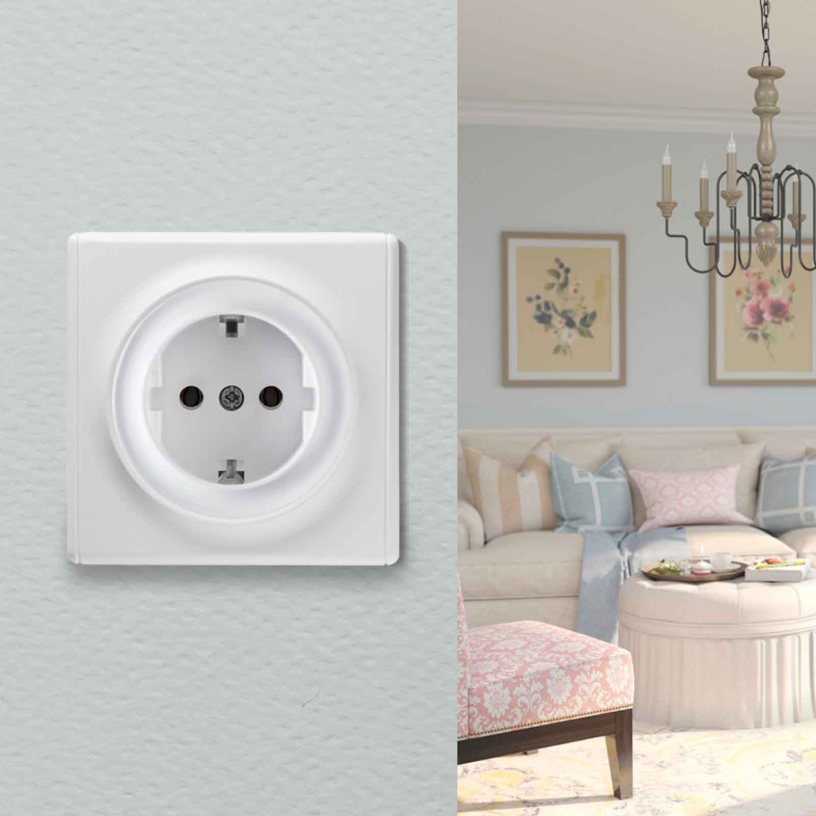 Priza SCHUKO, OneKeyElectro Florence, Policarbonat, alb pur - eMAG.ro