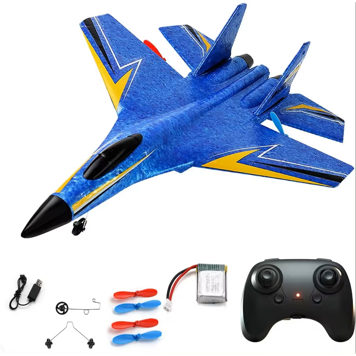 Avion de jucarie, acrobatic, cu telecomanda, 2.4G Albastru - eMAG.ro