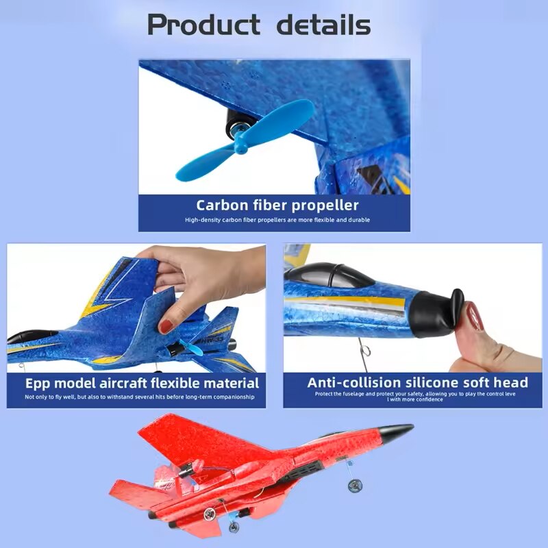 Avion de jucarie, acrobatic, cu telecomanda, 2.4G Albastru - eMAG.ro