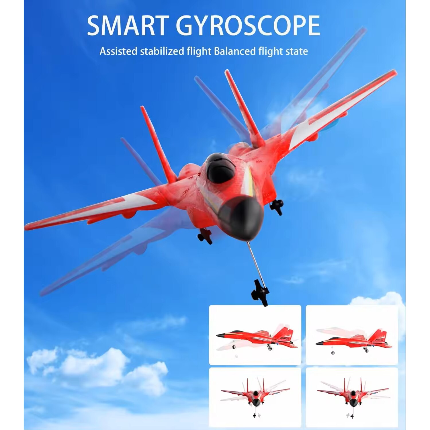 Avion de jucarie, acrobatic, cu telecomanda, 2.4G Rosu - eMAG.ro