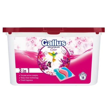 Detergent rufe automat Gallus Color 3in1, 18 capsule - eMAG.ro