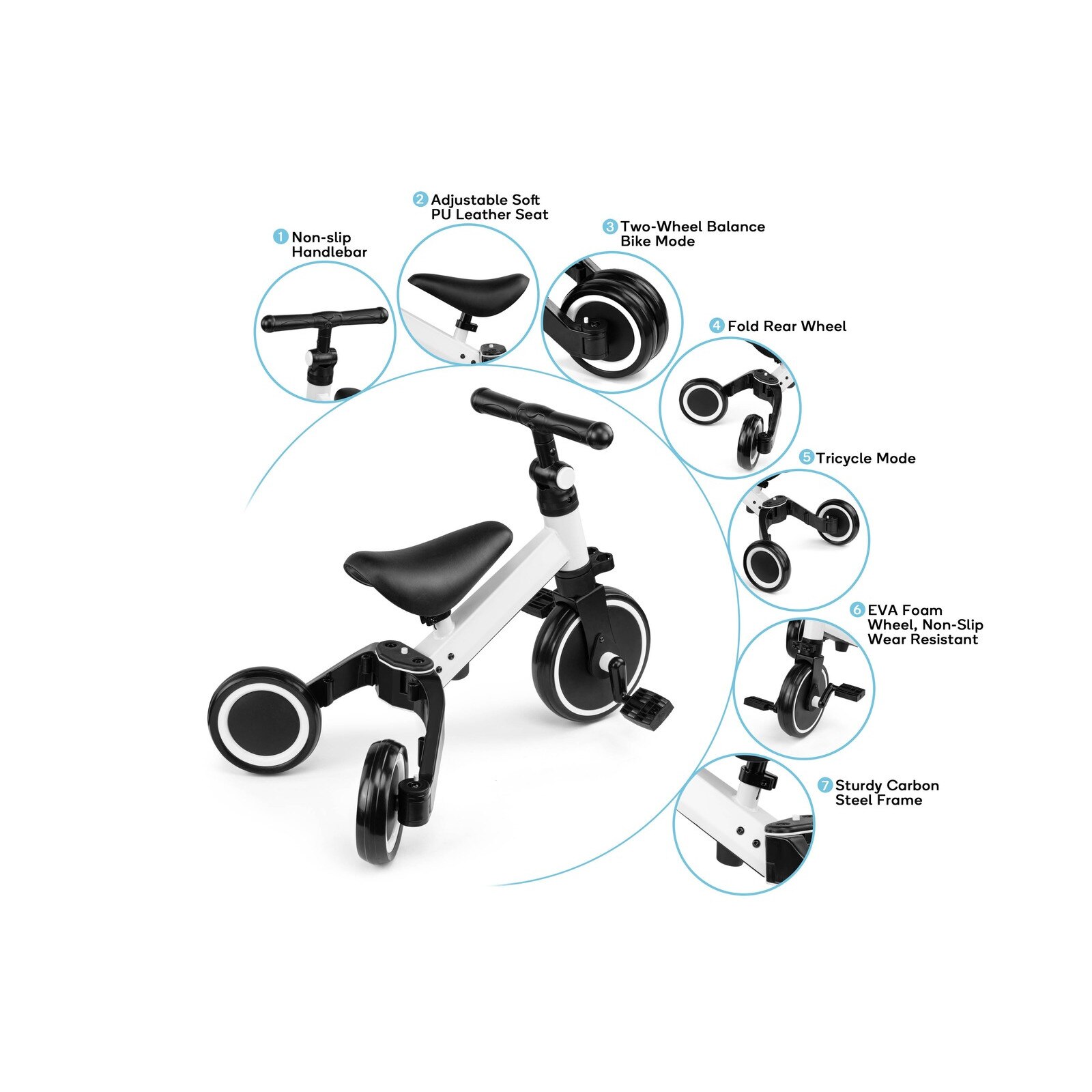 Bicicleta 2 in1, Zola®, cu 3 roti, cadru din aluminiu, manere din ...