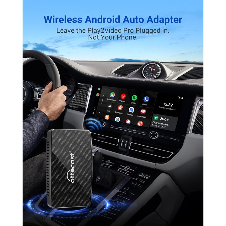 Adaptor auto all-in-one Ottocast® Play2Video Pro, wireless CarPlay/Android Auto, redare video ...