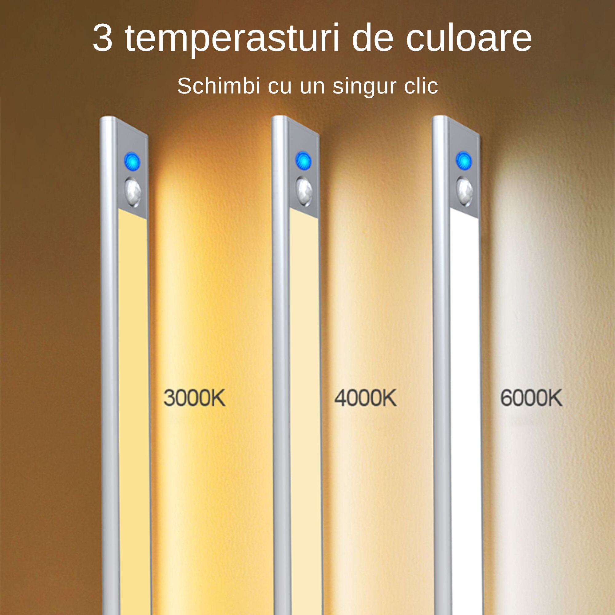 Set 2 Lampi LED cu senzor de miscare ultra-subtire GALCRIS ...