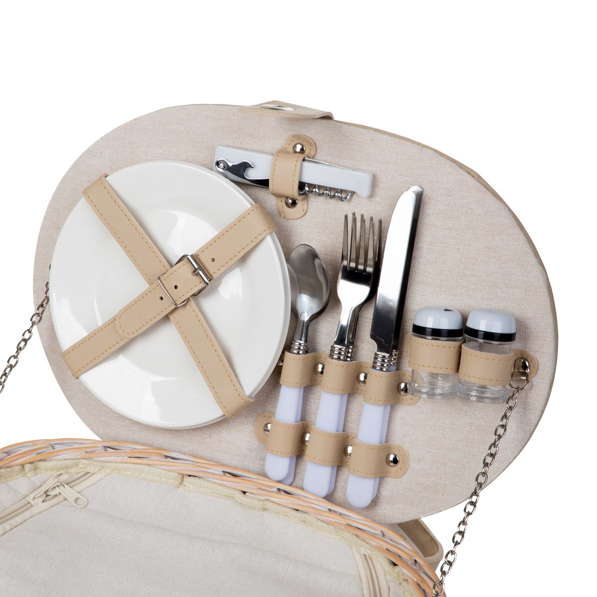 Cos de picnic oval PICNIC pentru 2 persoane 38x26x18 cm HOMLA - eMAG.ro