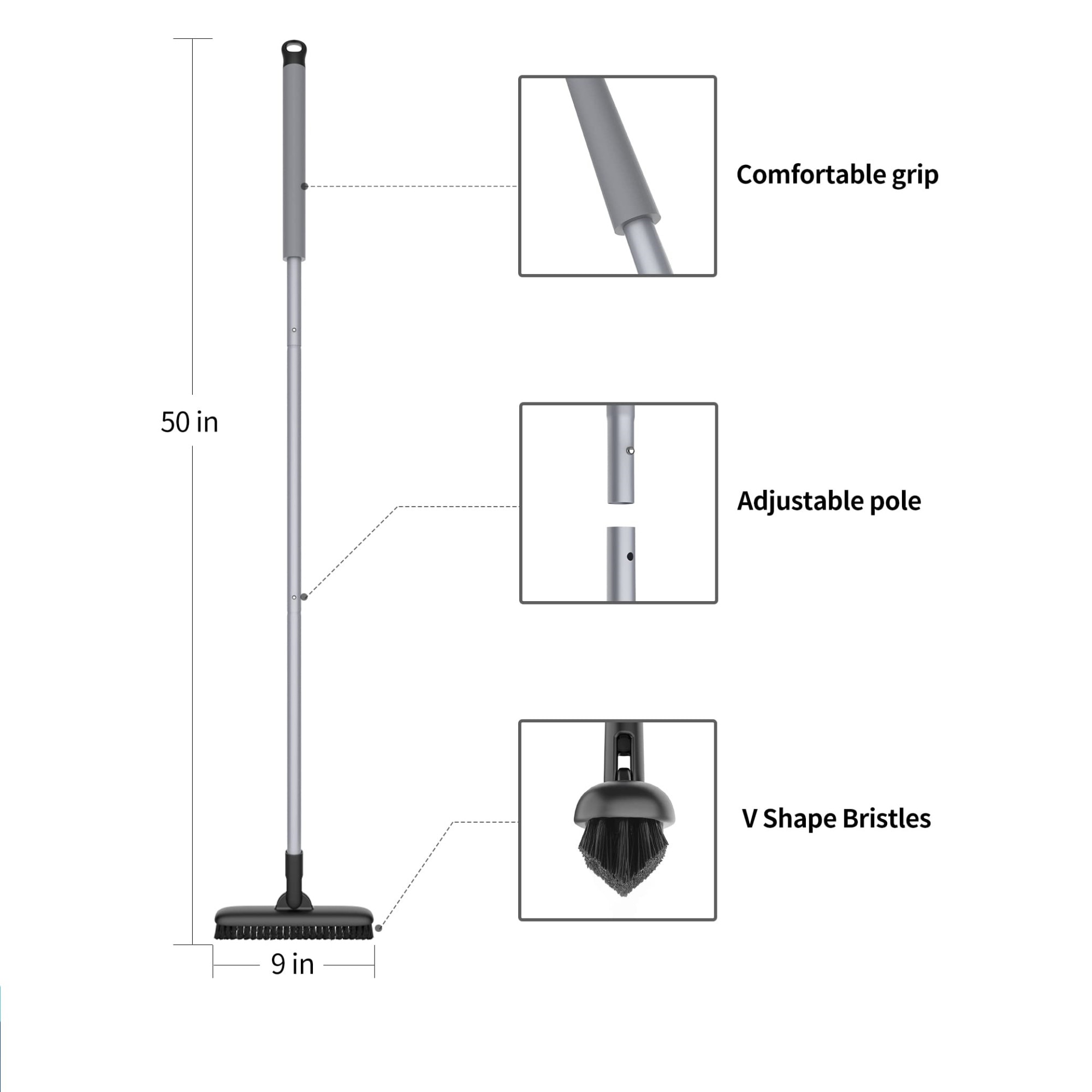 Perie de curatare pentru podele si rosturi, lungime maner 127cm, capat ...