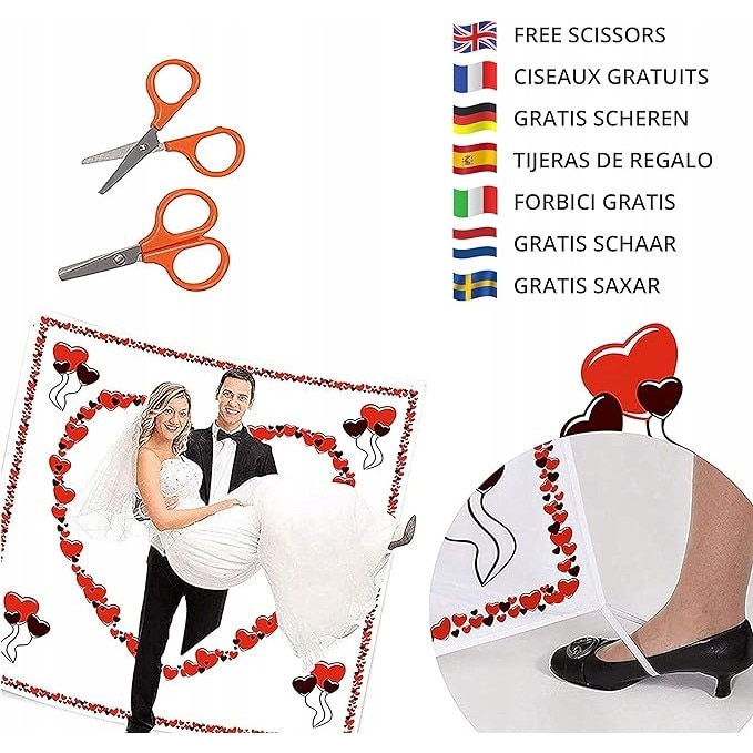 Set fond fotografic + foarfeca Belle Vous, inima, rosu + negru, 1.8x2m ...