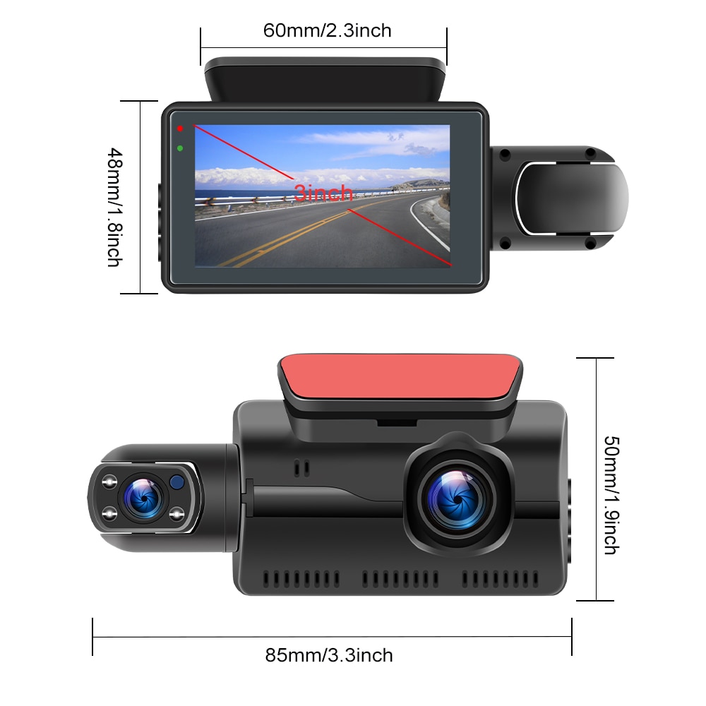 Camera de bord auto profesionala full HD cu 2 camere 360 grade ...