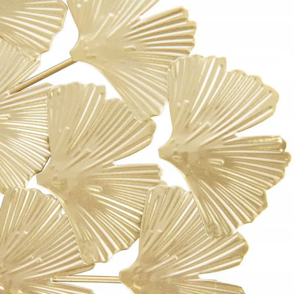 Oglinda decorativa cu rama aurie, model cu frunze, din metal, 32cm ...