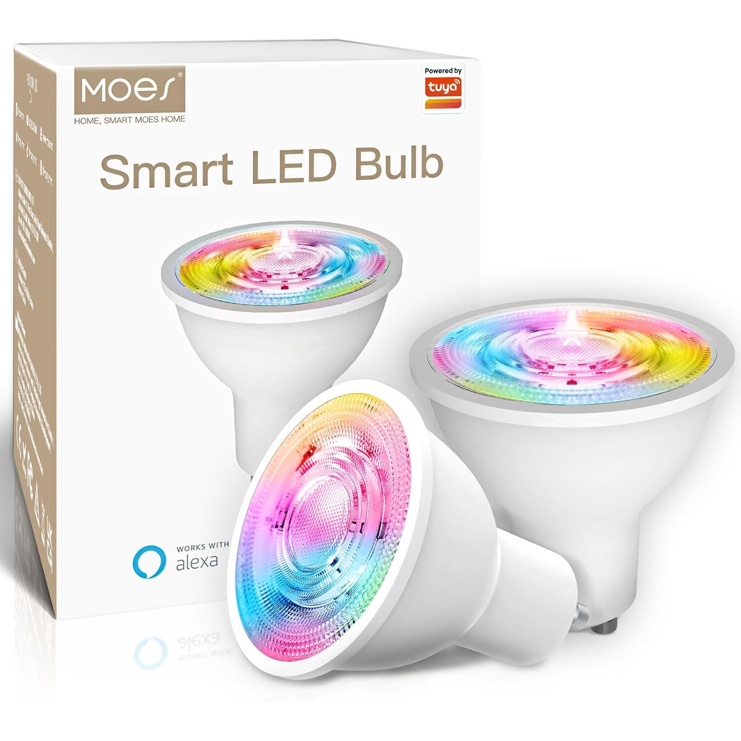 Set 2 x Bec LED, MOES, 5W, GU10, RGB - eMAG.ro