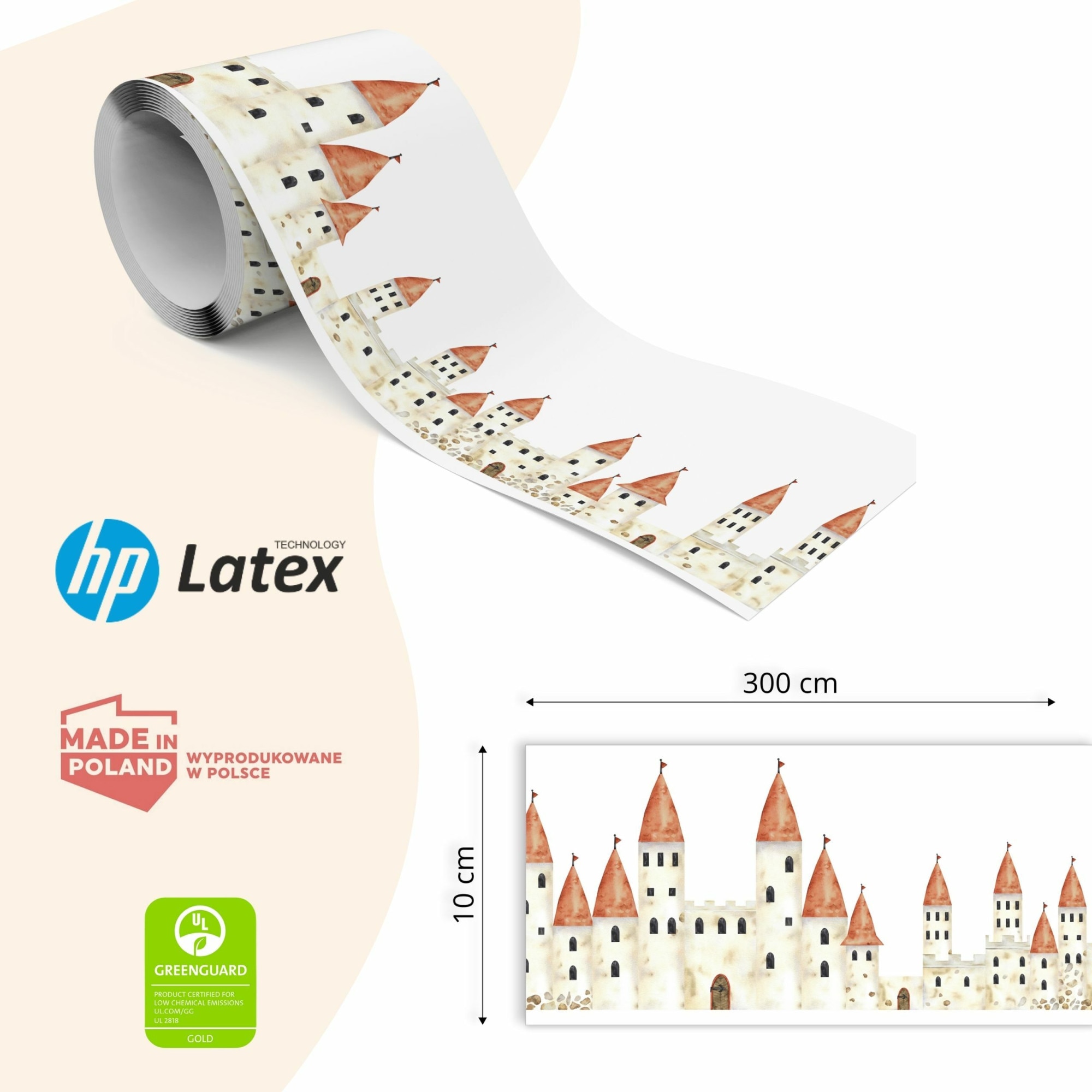 Banda decorativa, autoadeziva, Muralo, 10 cm x 300 cm castel de basm ...