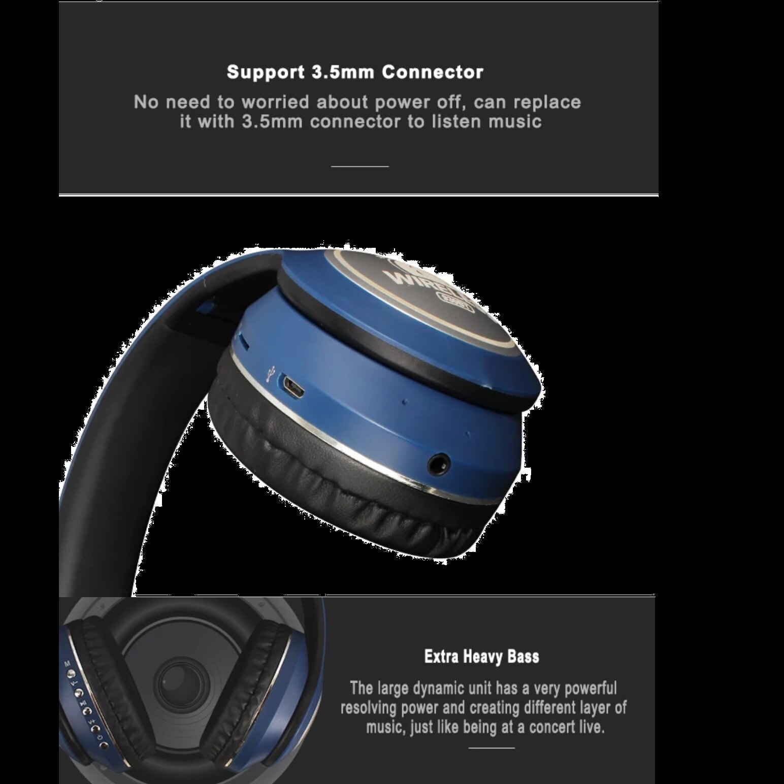 Casti Wireless Stereo, Over the Ear, Bluetooth 5.0, Foldable Design ...