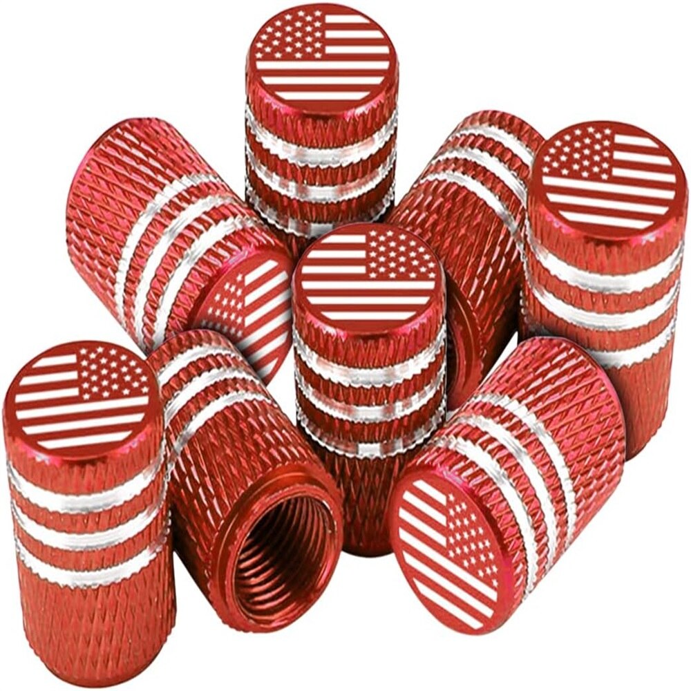 Set 8 capace ventil auto, Aliaj, Rosu - eMAG.ro