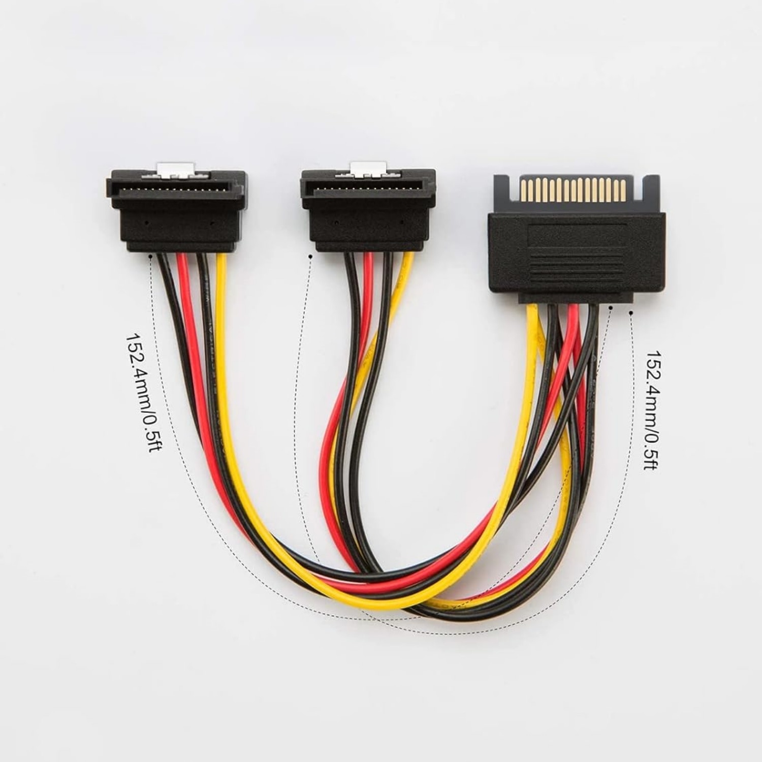 Комплект от 2 SATA захранващ кабел сплитер към 2 x SATA 90 градуса ...