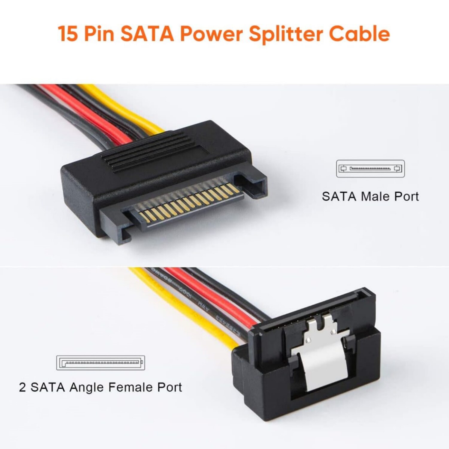 Set 2 bucati Spliter cablu alimentare SATA la 2 x SATA 90 de grade ...
