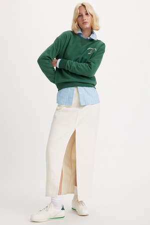 Levi's, Fusta din denim cu slit frontal, Crem, 30 - eMAG.ro