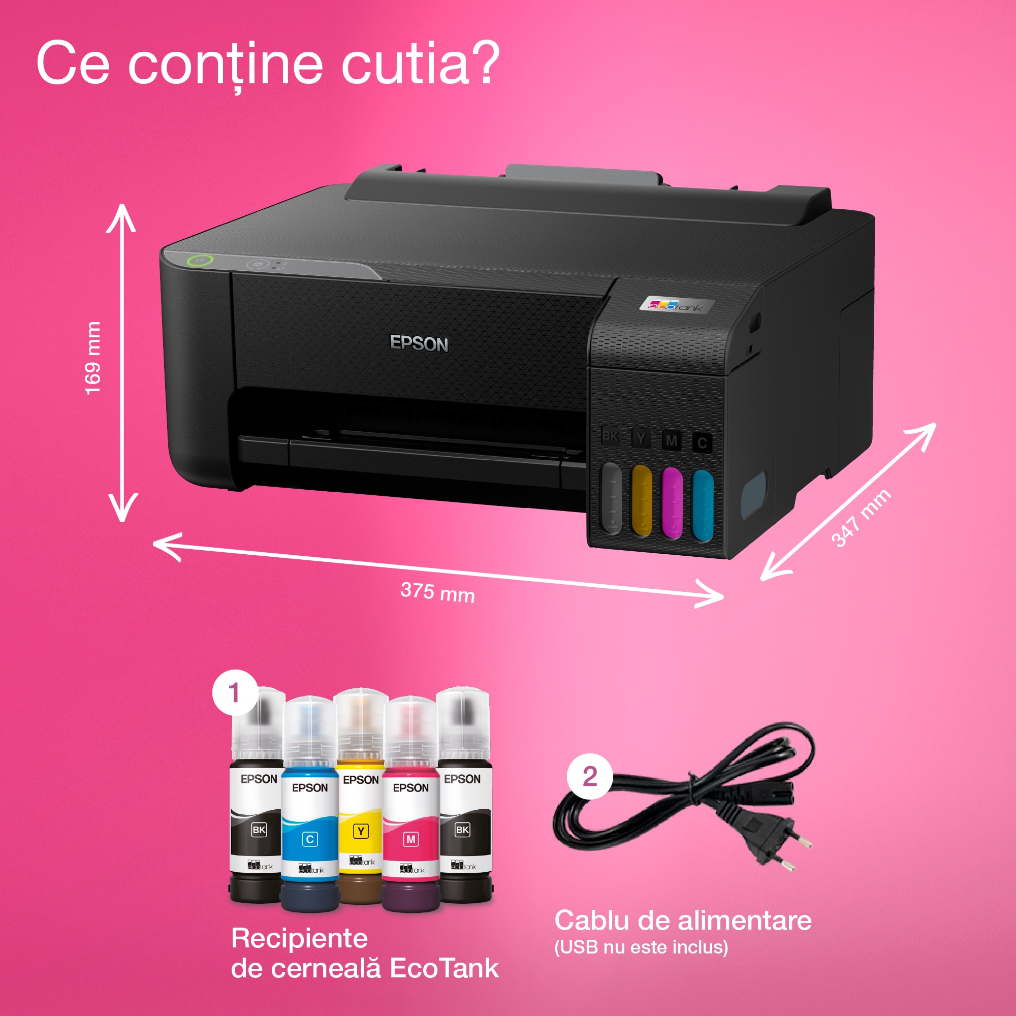 Imprimanta color CISS Epson EcoTank L1230, A4, USB, negru - eMAG.ro