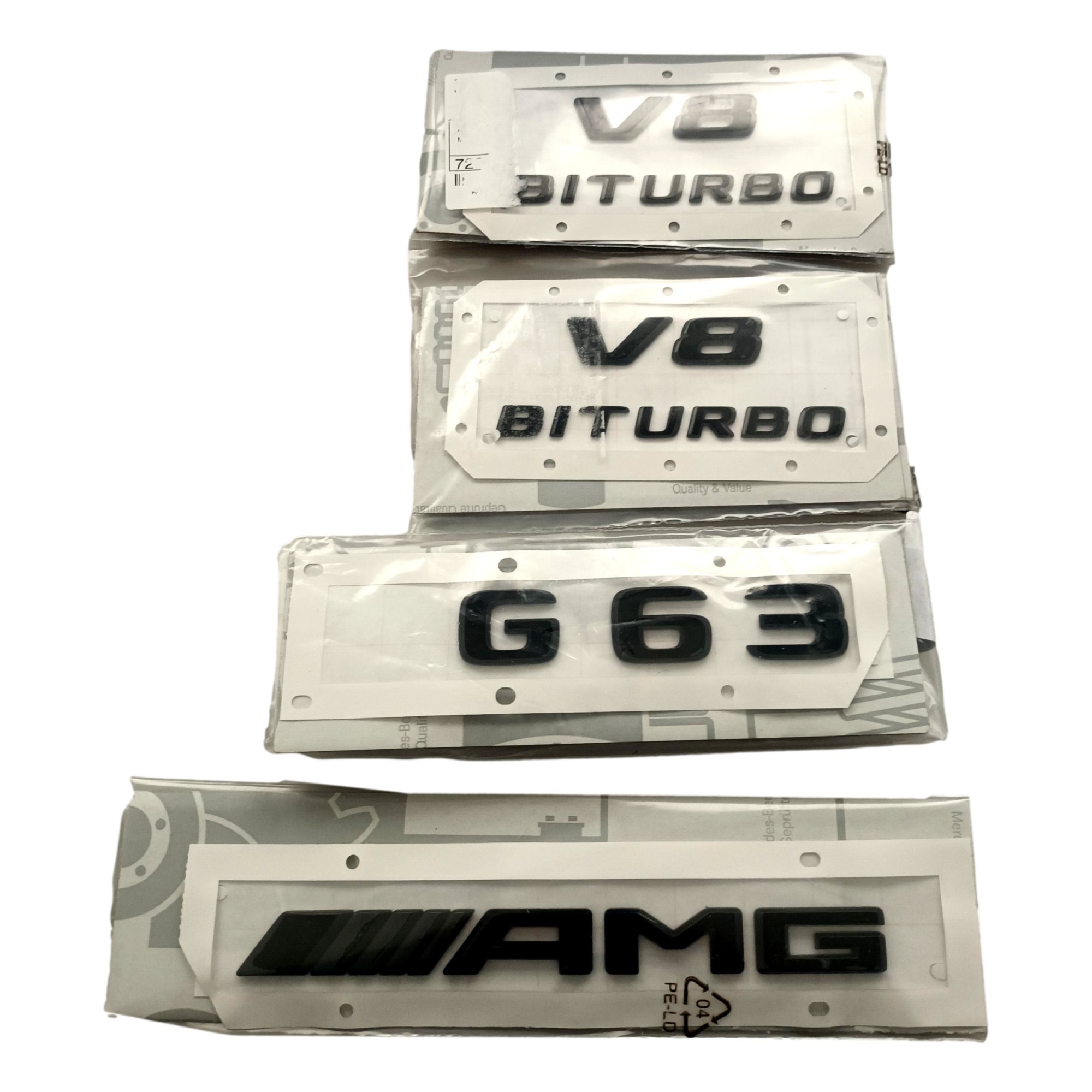 Set 4 Embleme Auto Mercedes G-Class W463, V8 Biturbo AMG G63, Negru ...