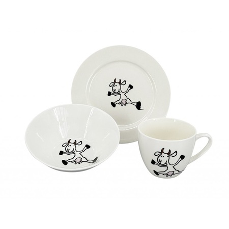 Set farfurii pentru copii by inspire Koza, 3 piese, portelan, alb negru ...