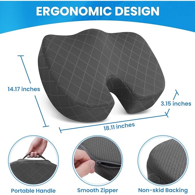 Perna ortopedica sezut, Spuma cu memorie Premium, design ergonomic ...