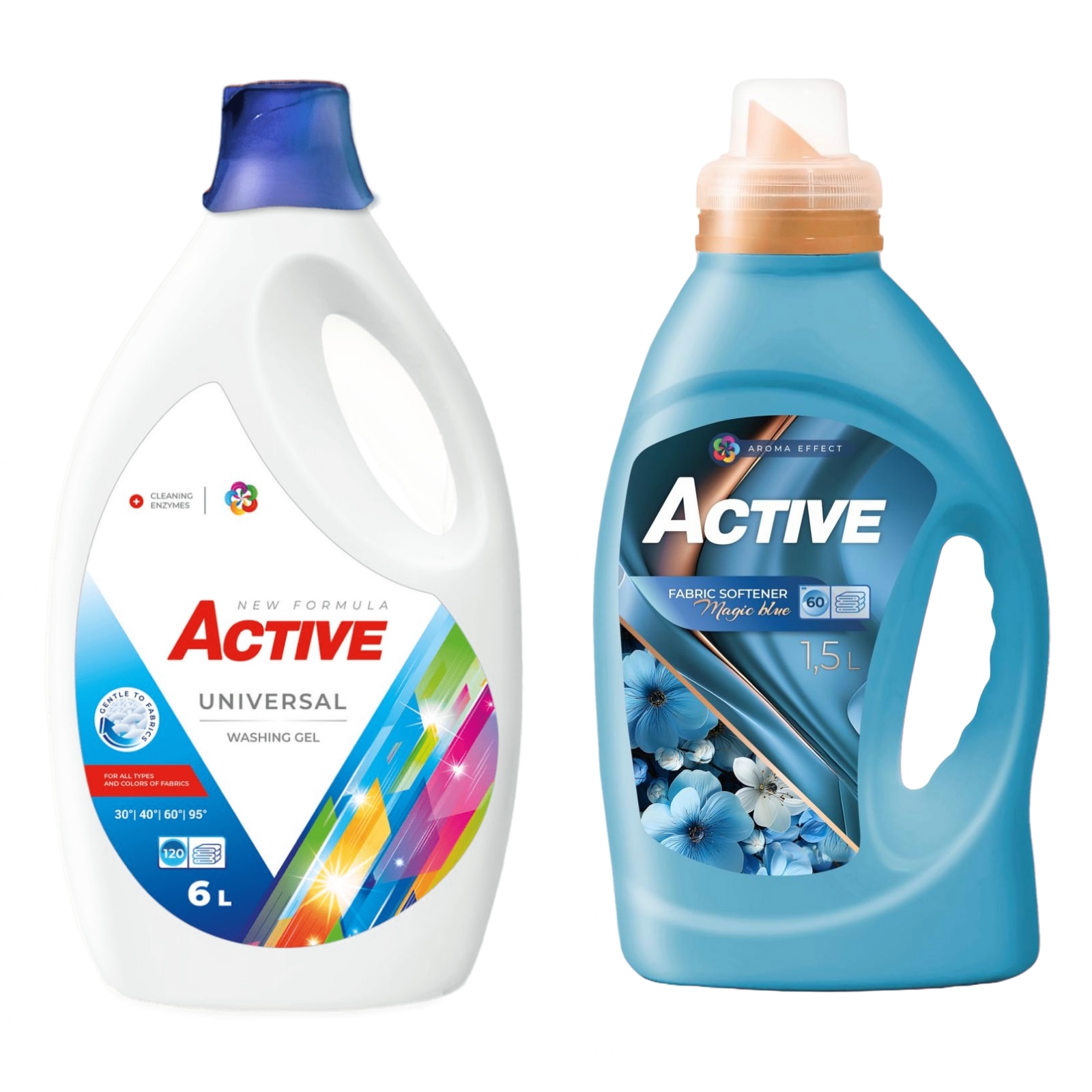 Detergent Universal de rufe lichid Active, 6 litri, 120 spalari + Balsam de rufe Active Magic ...