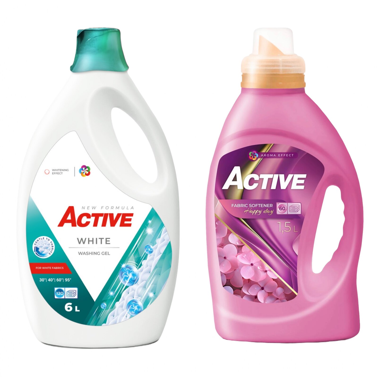 Detergent lichid pentru rufe albe Active, 6 litri, 120 spalari + Balsam ...