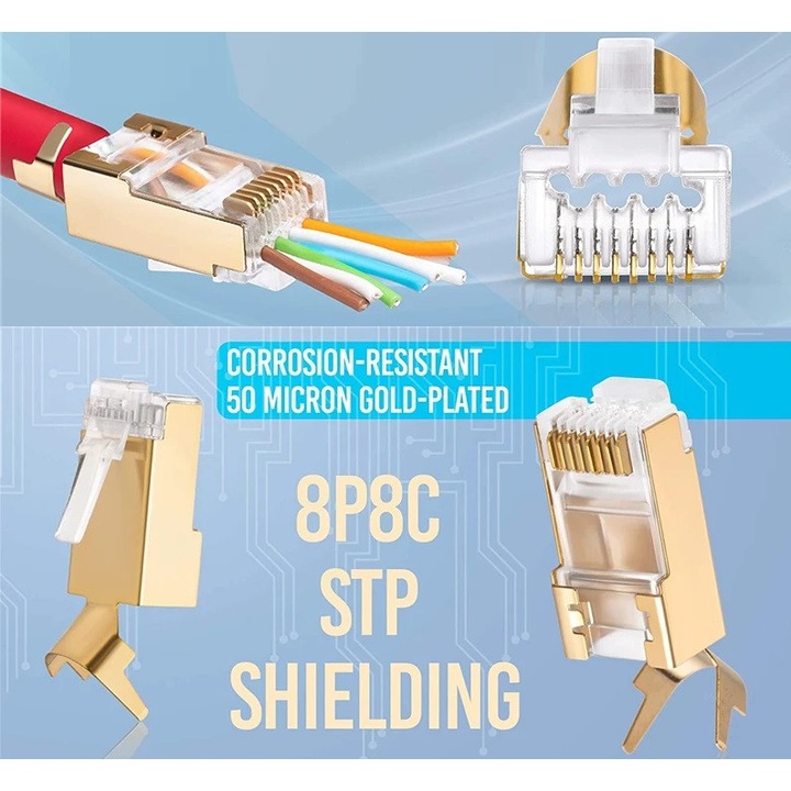 Set 10buc - Mufa RJ45 PASS-THROUGH ecranata/aurita/cu manson ...