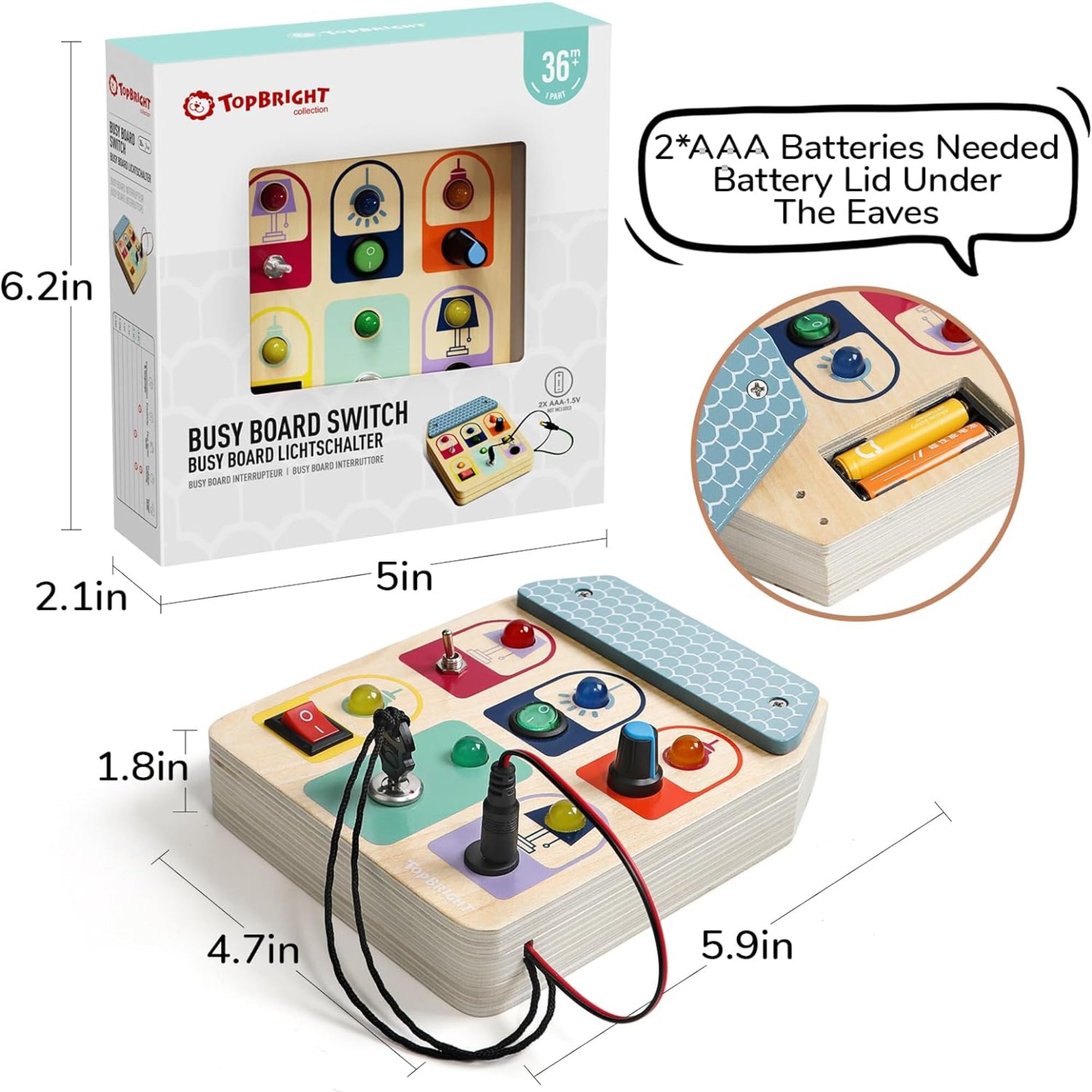 Placa Montessori panou senzorial cu lumini LED TopBright, baieti fete ...