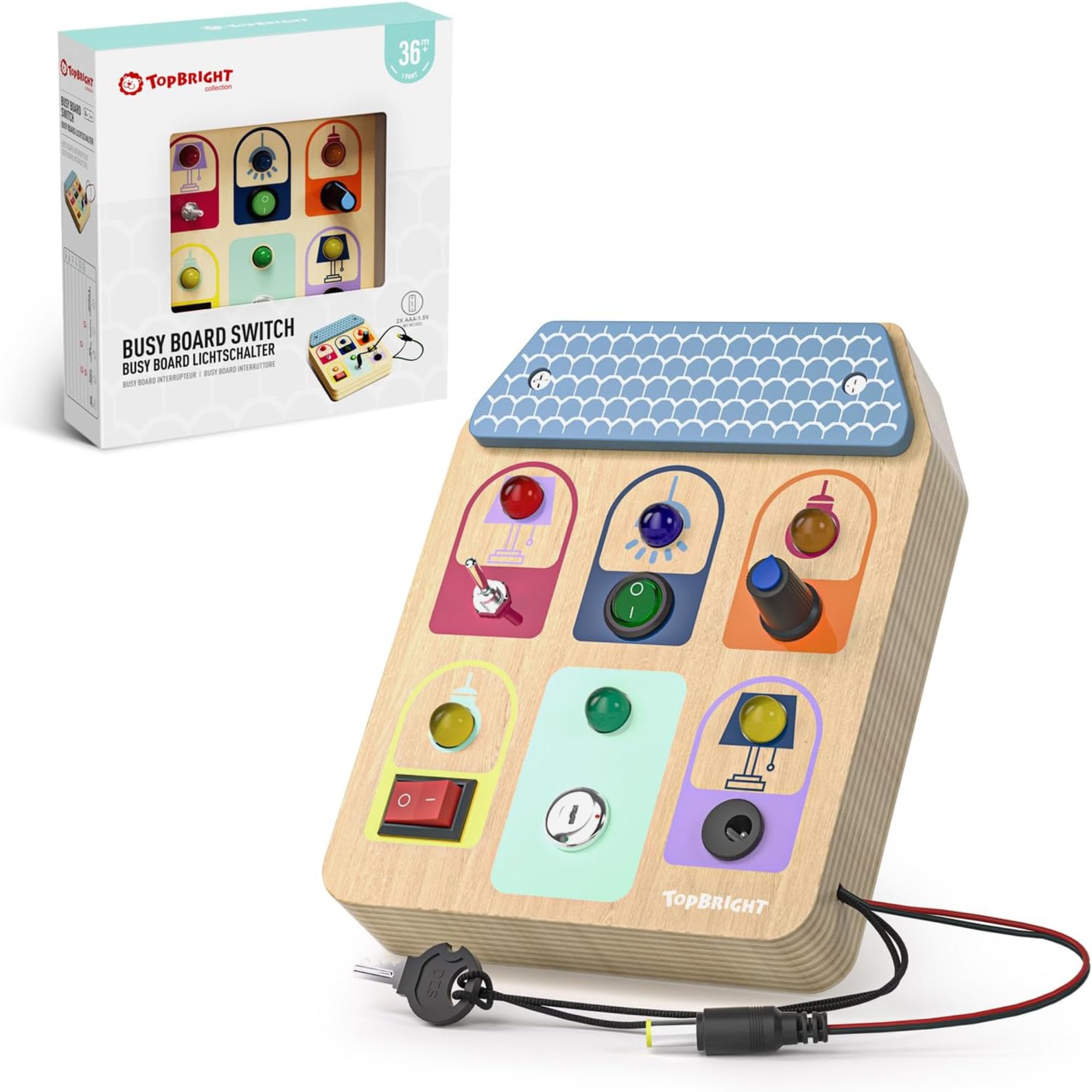 Placa Montessori panou senzorial cu lumini LED TopBright, baieti fete ...