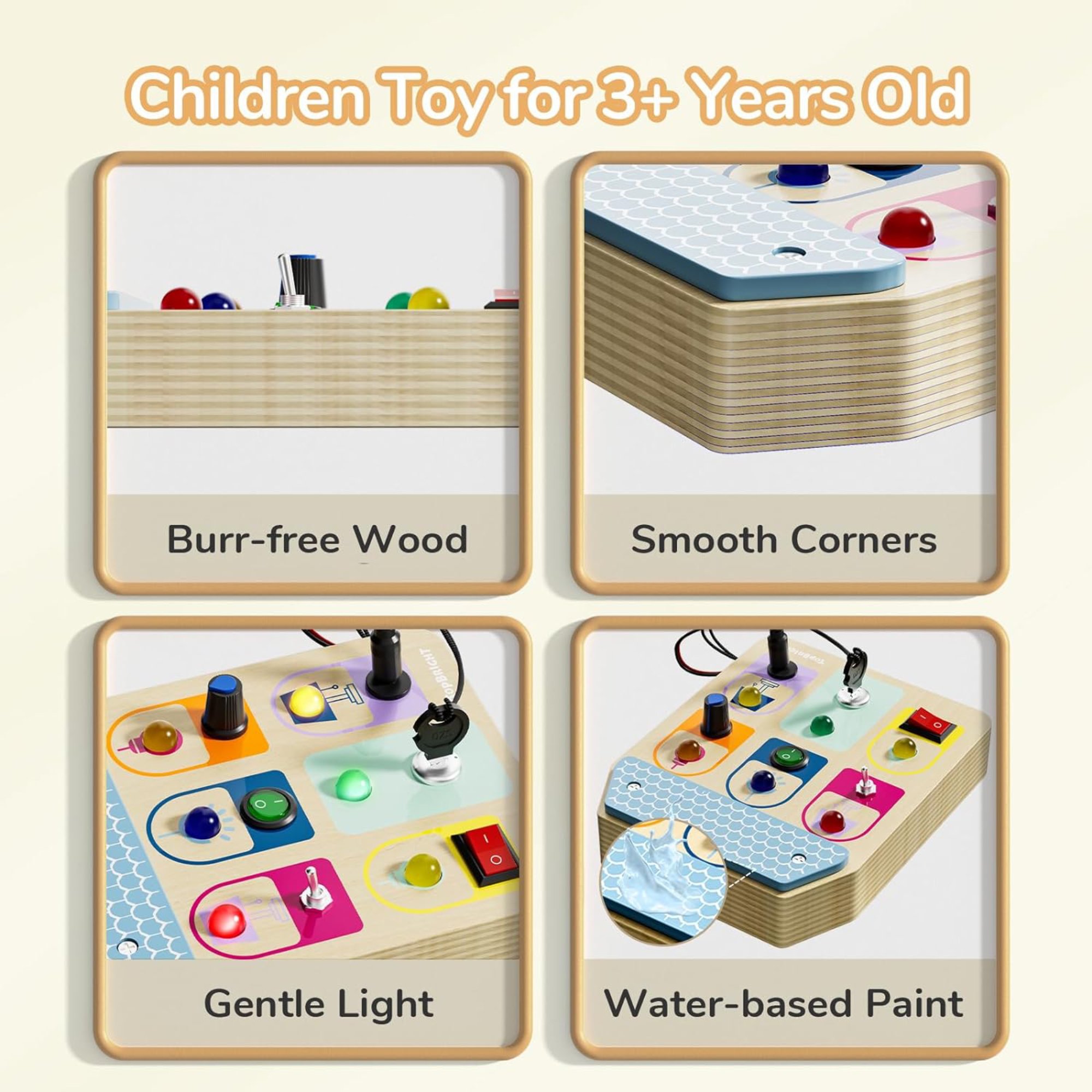 Placa Montessori panou senzorial cu lumini LED TopBright, baieti fete ...