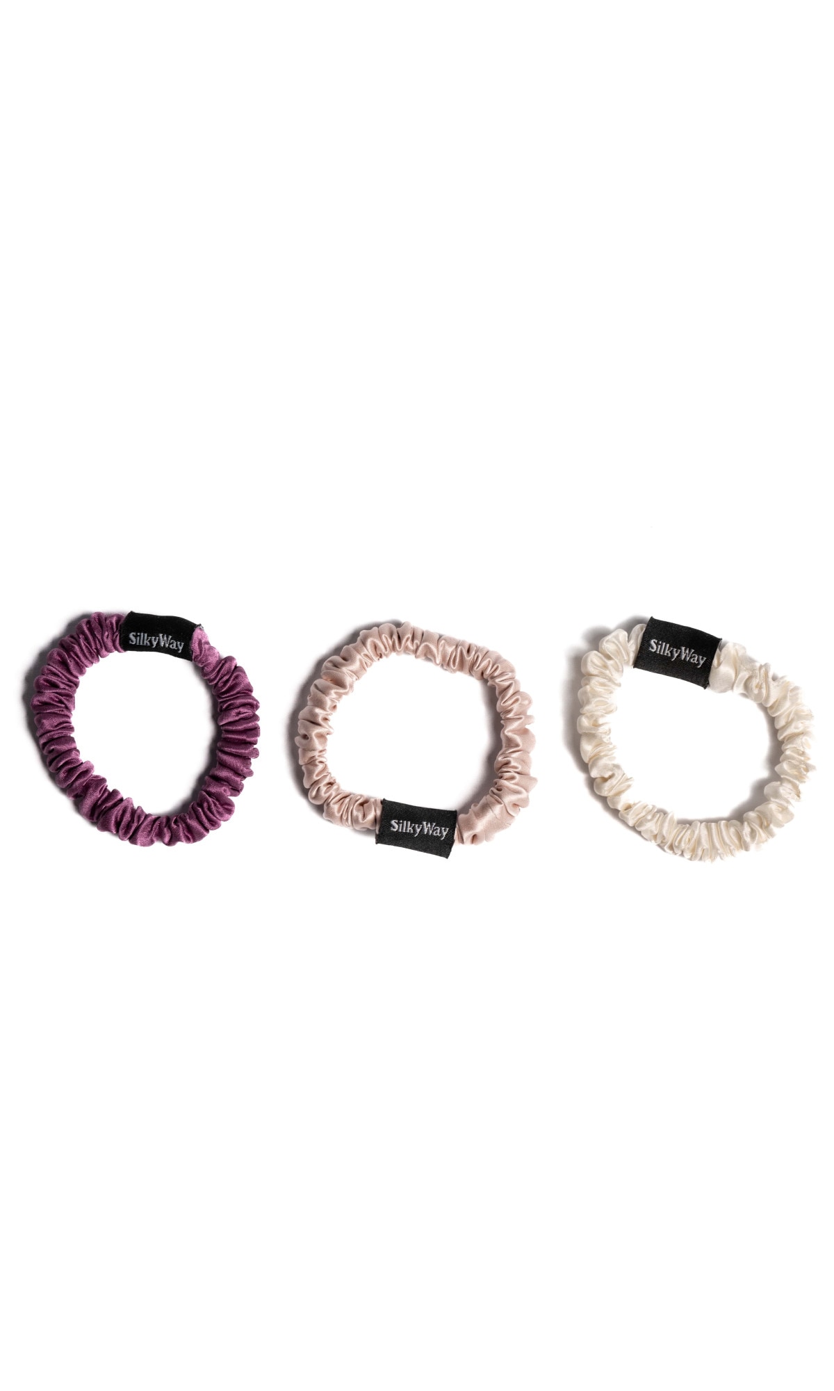 Set 3 elastice mici de par SilkyWay din matase naturala premium 22 ...