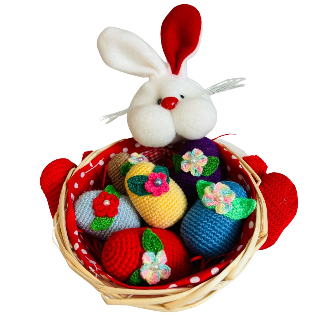 Cosulet Decorativ de Paste - Iepuras 3D, Oua Handmade Decorate cu ...