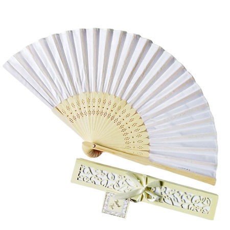 Evantai din bambus si material imitatie matase, cutie suport, 37cm x ...