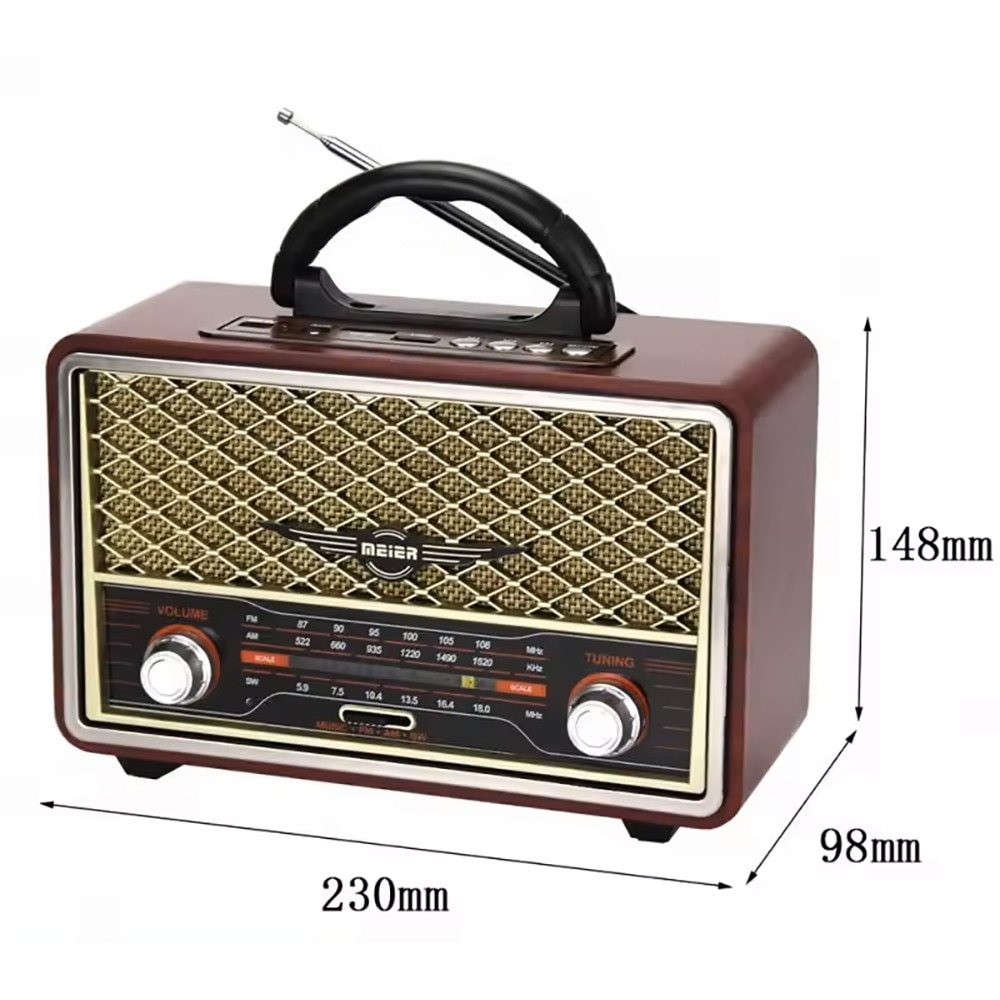 Radio portabil, Meier, Telecomanda, Bluetooth, AUX, USB, Auriu - eMAG.ro