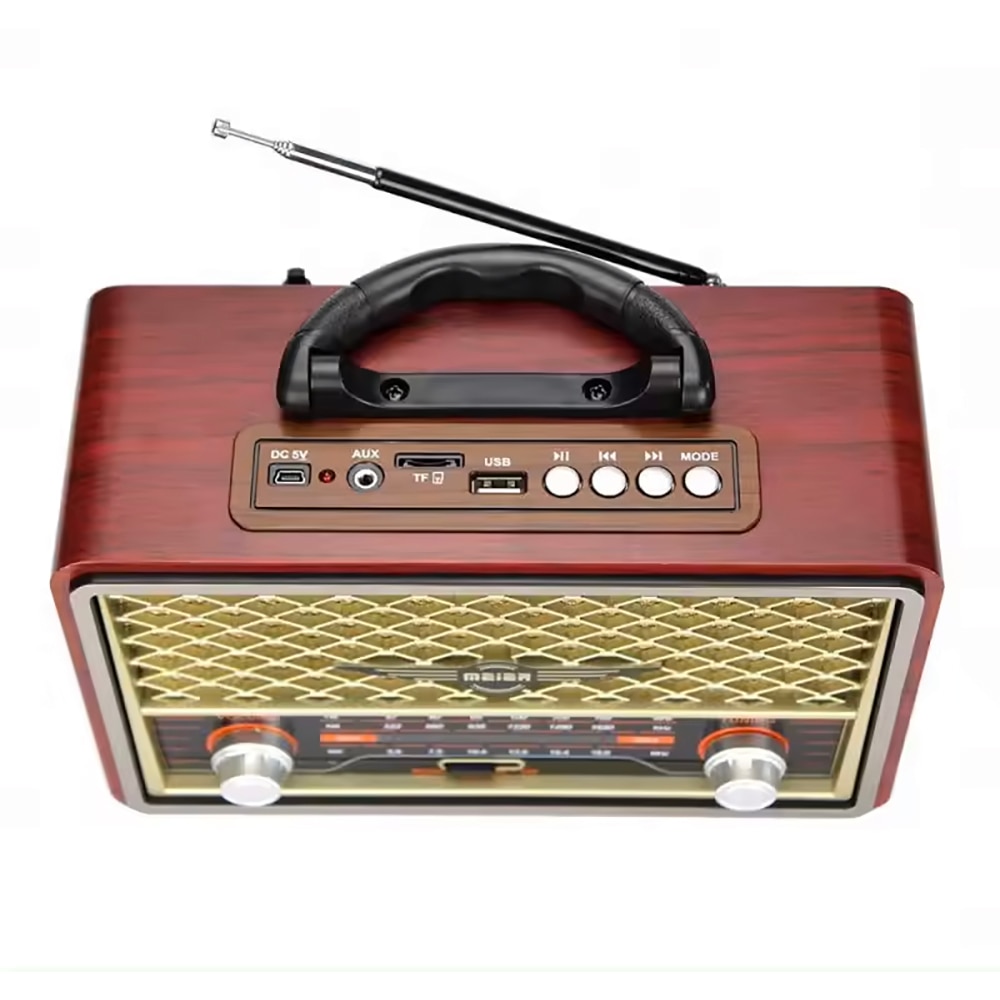 Radio portabil, Meier, Telecomanda, Bluetooth, AUX, USB, Auriu - eMAG.ro