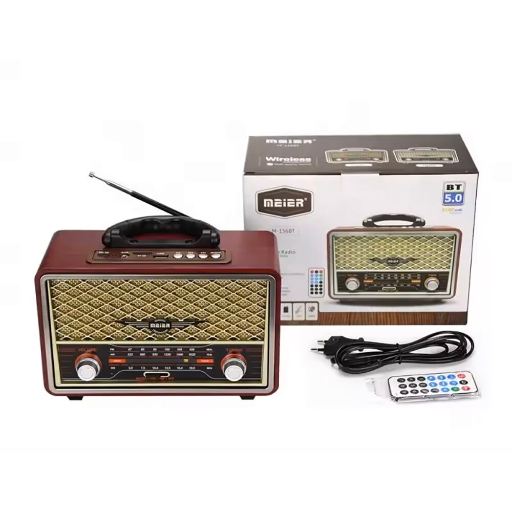 Radio portabil, Meier, Telecomanda, Bluetooth, AUX, USB, Auriu - eMAG.ro