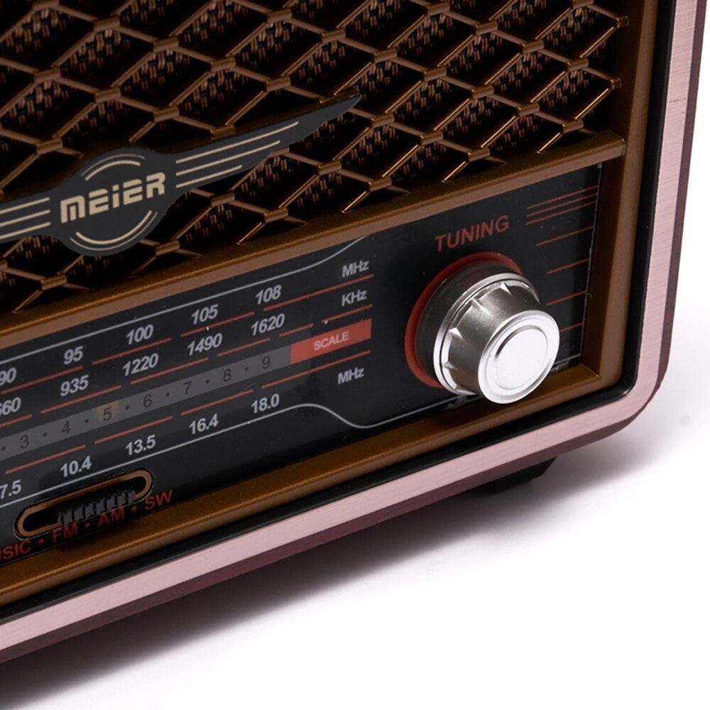 Radio portabil, Meier, Telecomanda, Bluetooth, AUX, USB, Auriu - eMAG.ro