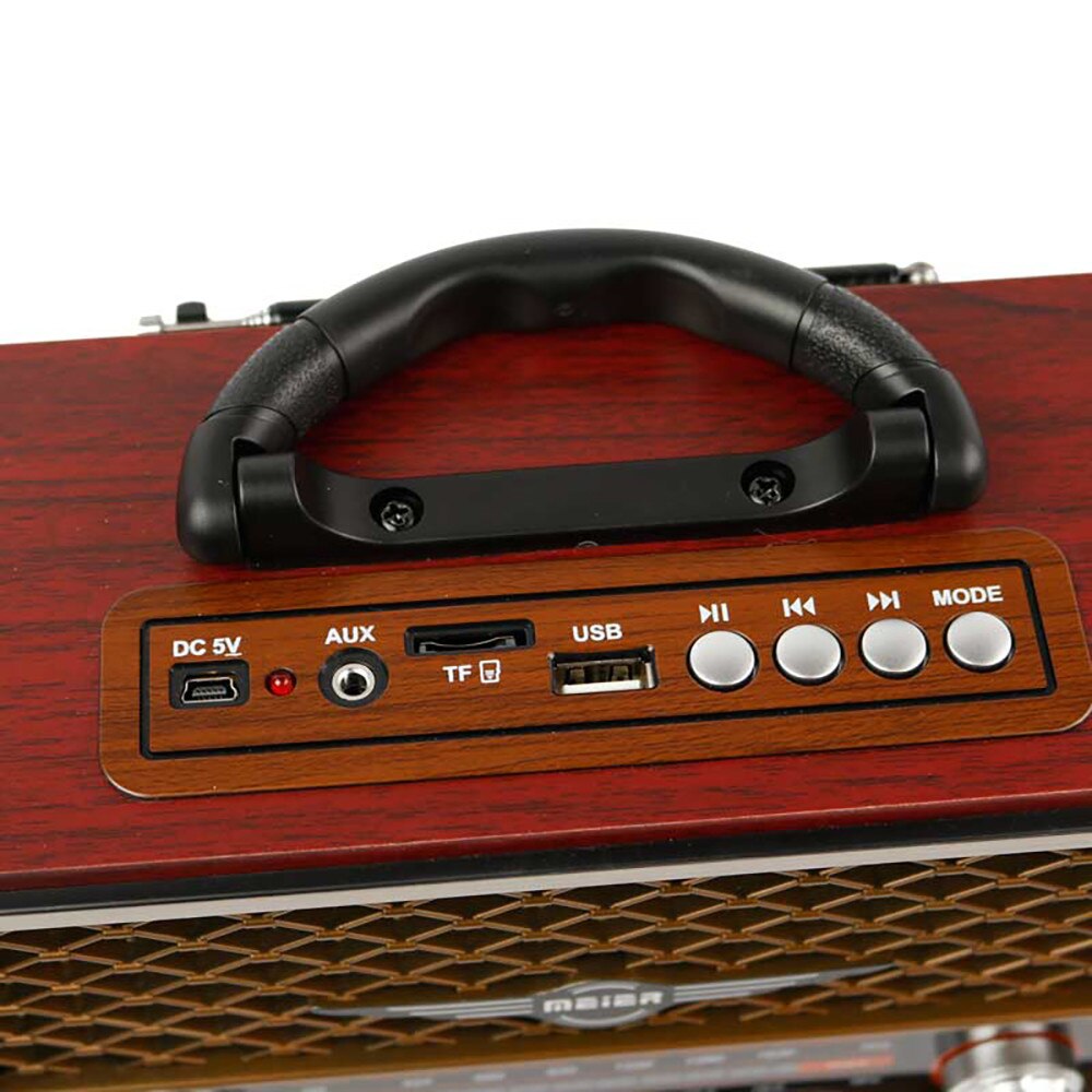 Radio portabil retro Meier M-156BT, baterie incorporata, telecomanda, Bluetooth, AUX, USB, card ...