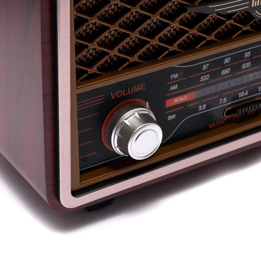 Radio portabil retro Meier M-156BT, baterie incorporata, telecomanda, Bluetooth, AUX, USB, card ...