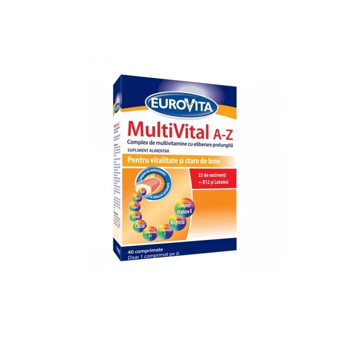Complex de vitamine si minerale Multivital A-Z, 40 comprimate, Eurovita ...