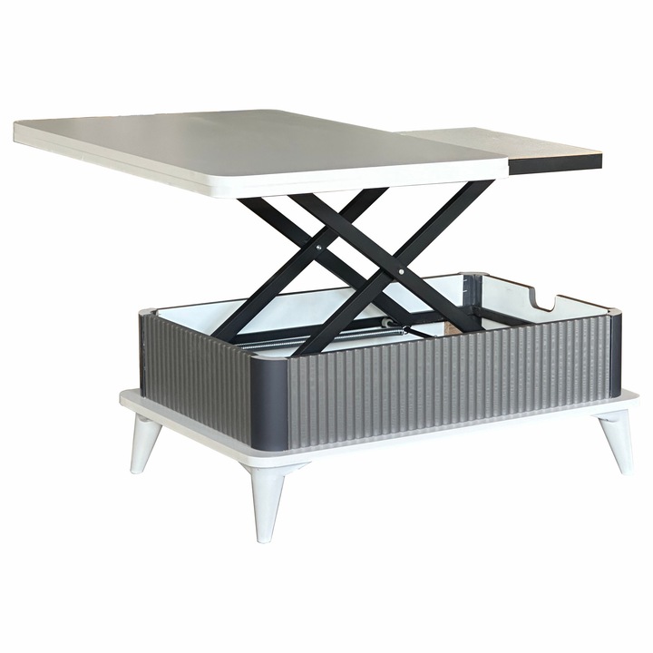 Masa extensibila Transformer, inaltime reglabila, cadru MDF, 90 x 60 ...