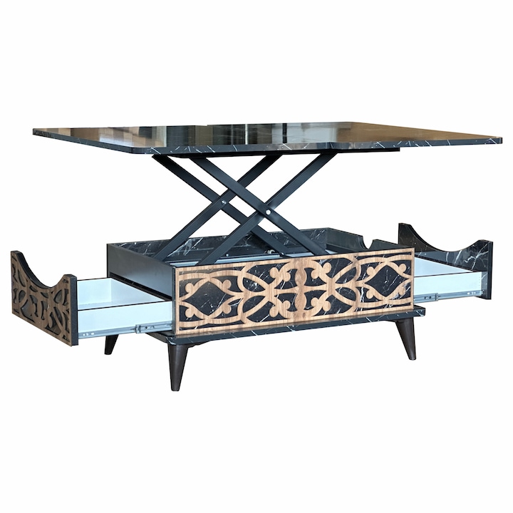 Masa extensibila Transformer V2, inaltime reglabila, 2 sertare, 90 x 60 ...