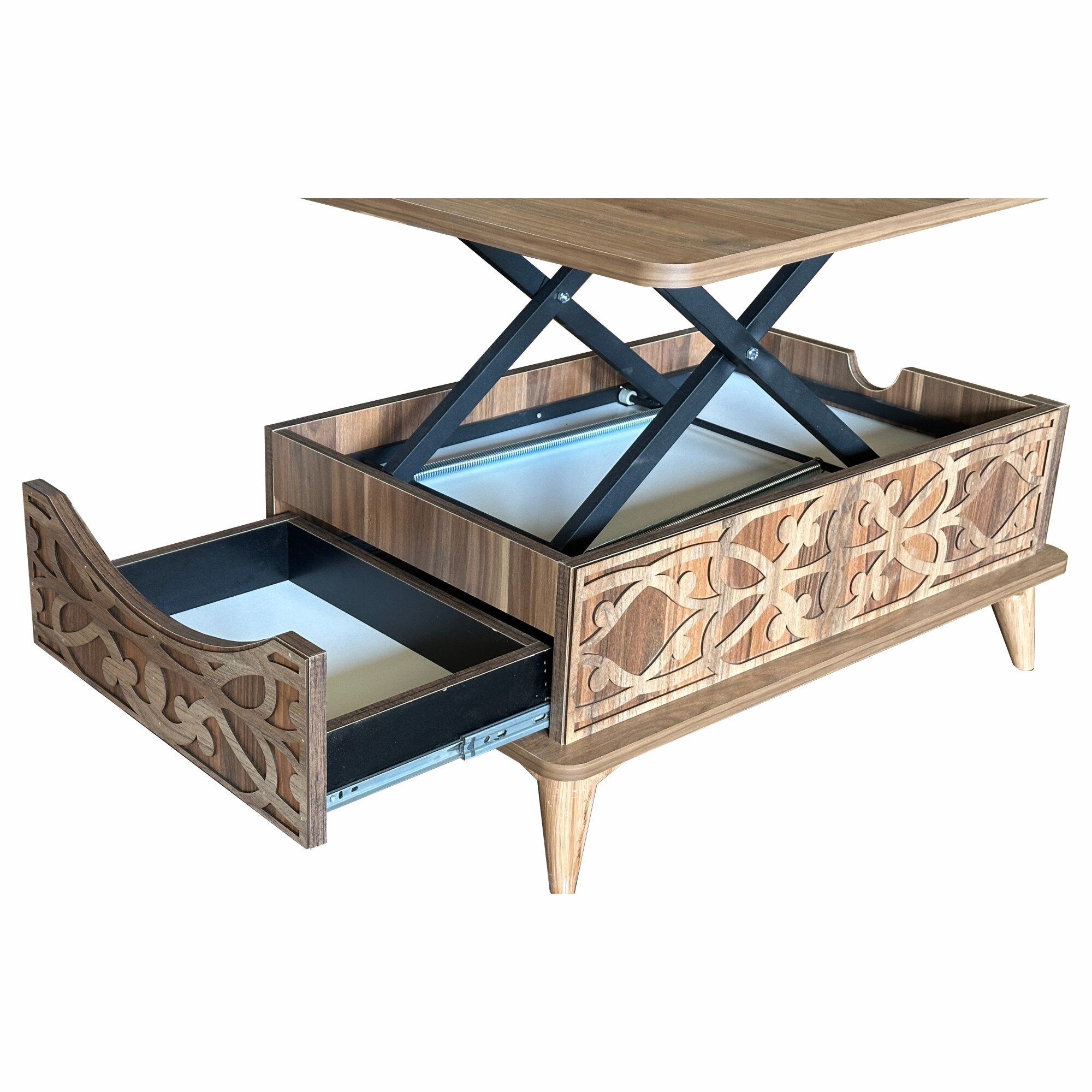 Masa extensibila Transformer V2, inaltime reglabila, 2 sertare, 90 x 60 ...