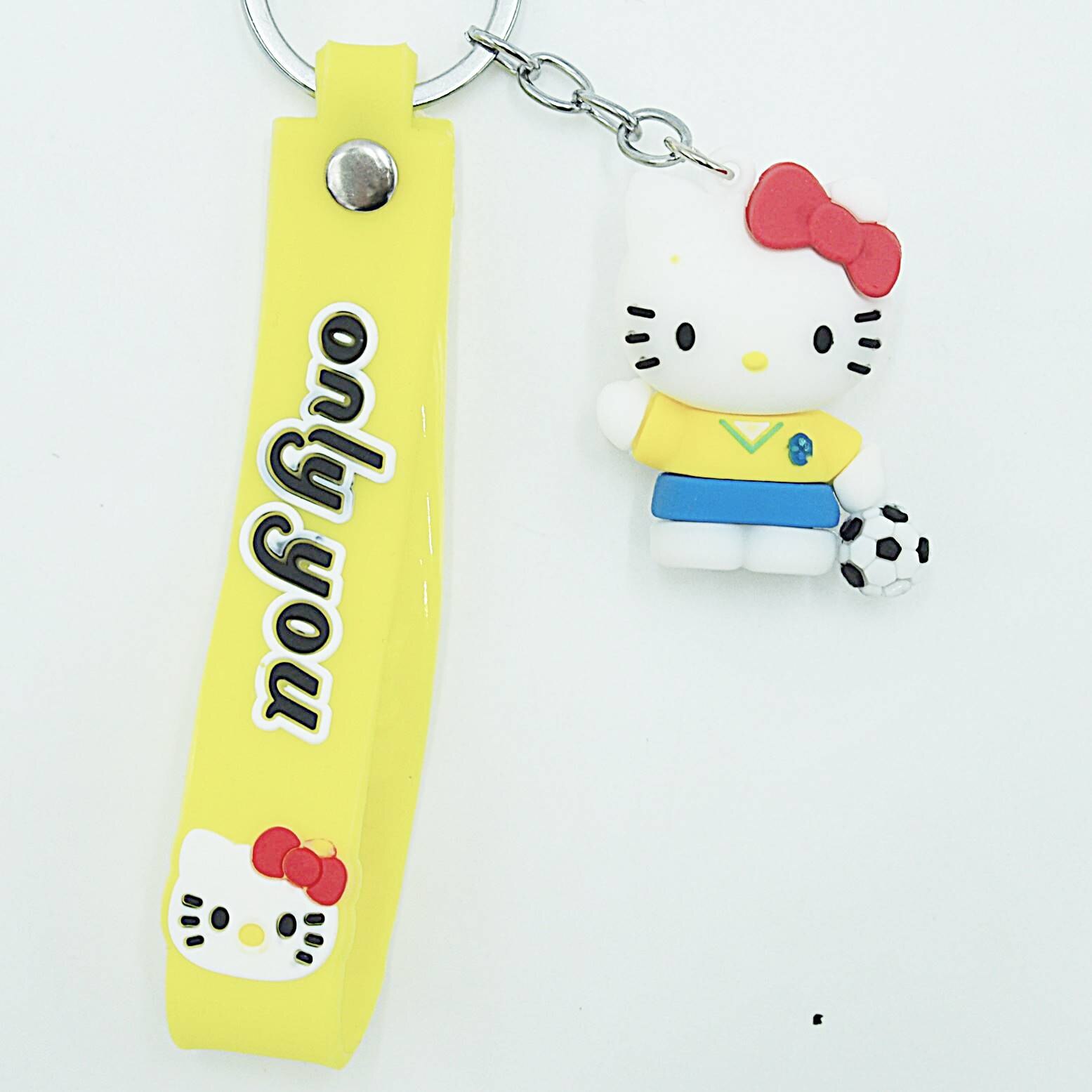 Breloc din silicon, mic Hello Kitty, model minge de fotbal, galben, 4 ...