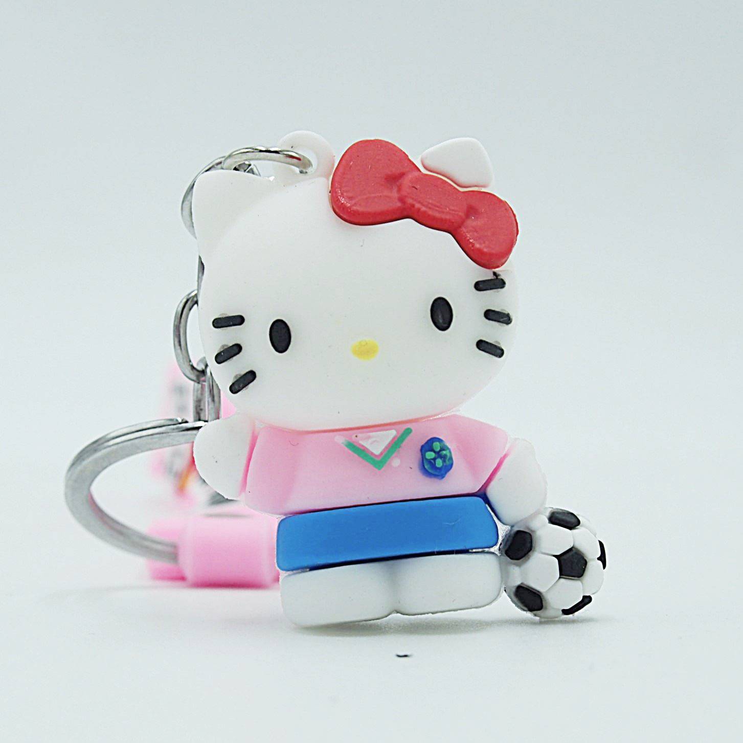 Breloc din silicon, mic Hello Kitty, model minge de fotbal, roz, 4 cm ...