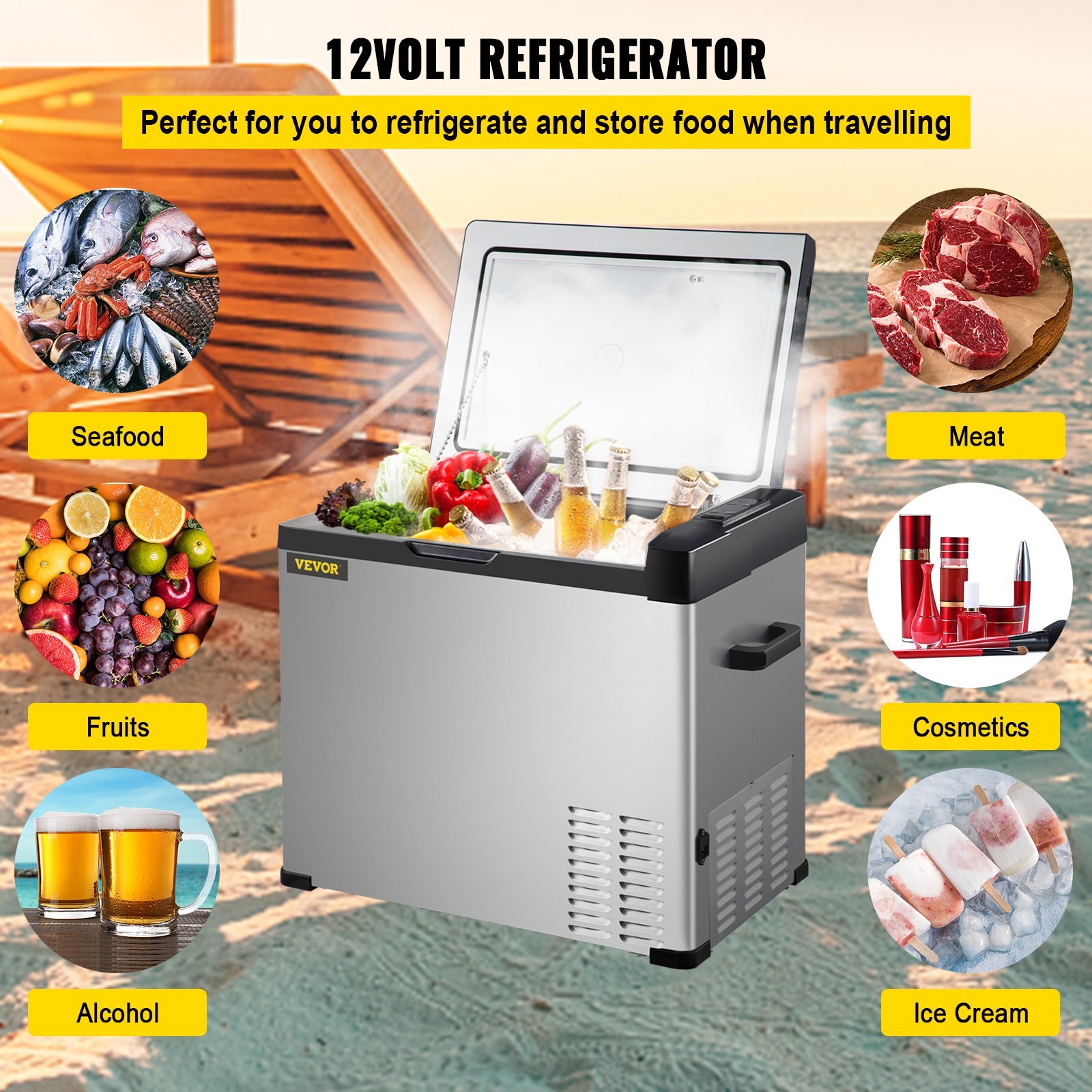Frigider auto cu compresor, Vevor, 2804, 30 litri, 12/24V(DC) si 220V ...